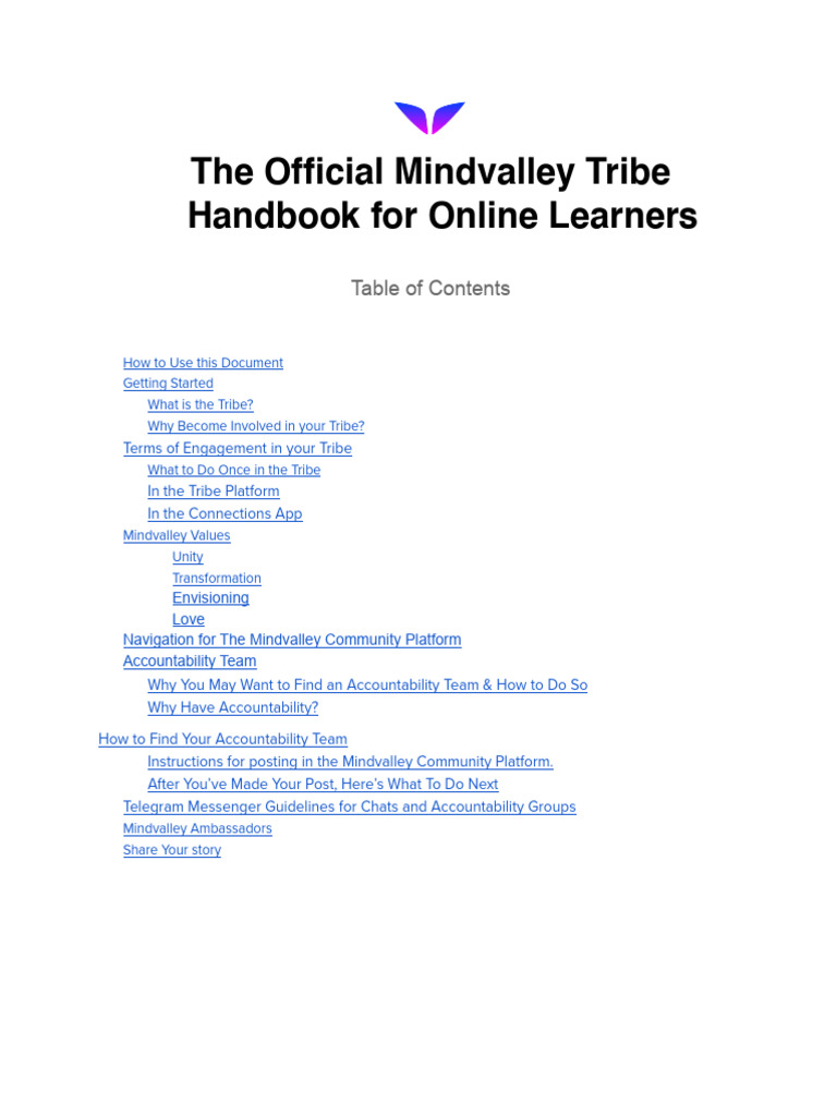 The Official Mindvalley Tribe Handbook For Online Learners Updated | PDF | Accountability | Facebook