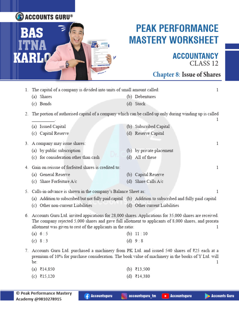 Worksheet 7 | PDF | Goodwill (Accounting) | Stocks