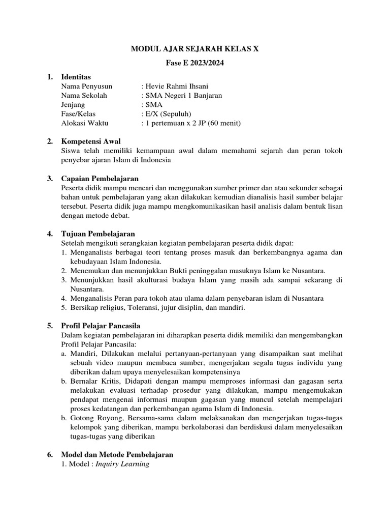 HEVIE RAHMI IHSANI_MODUL AJAR SEJARAH KELAS X_PROSES MASUK DAN ... HEVIE RAHMI IHSANI_MODUL AJAR SEJARAH KELAS X_PROSES MASUK DAN ...