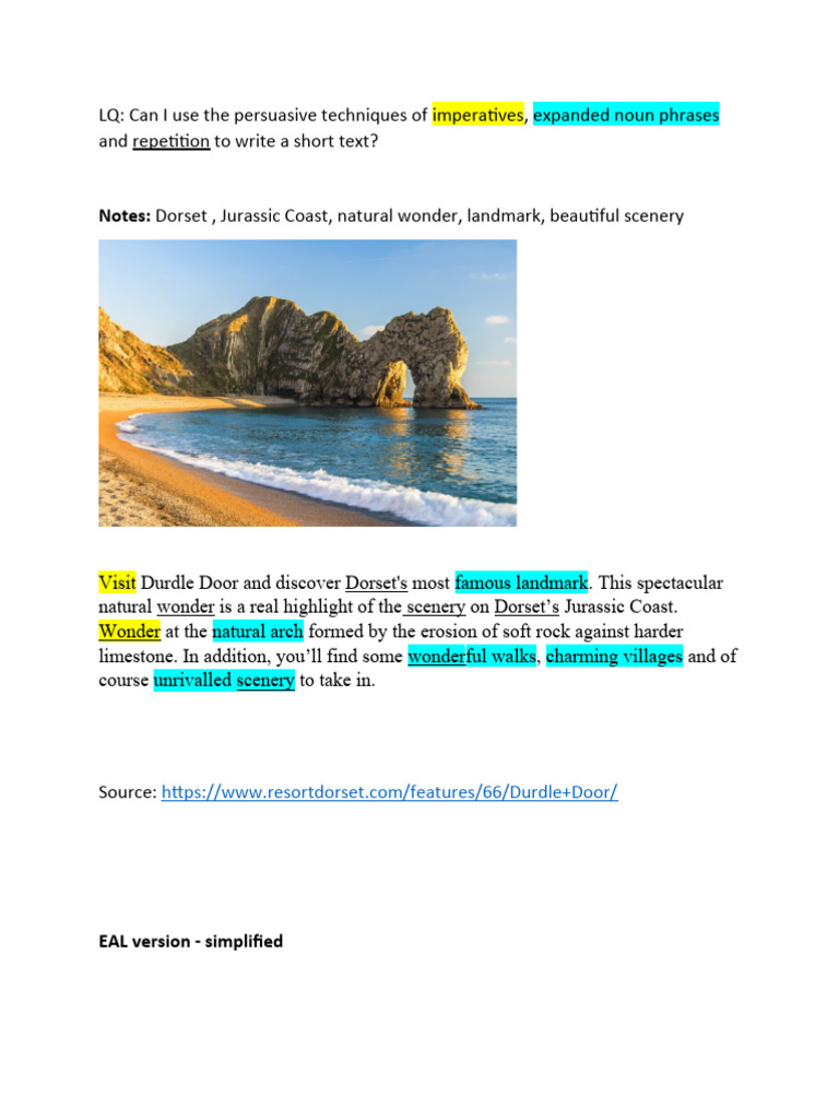 Teacher Model Short Persuasive Text - Holiday Brochure | PDF