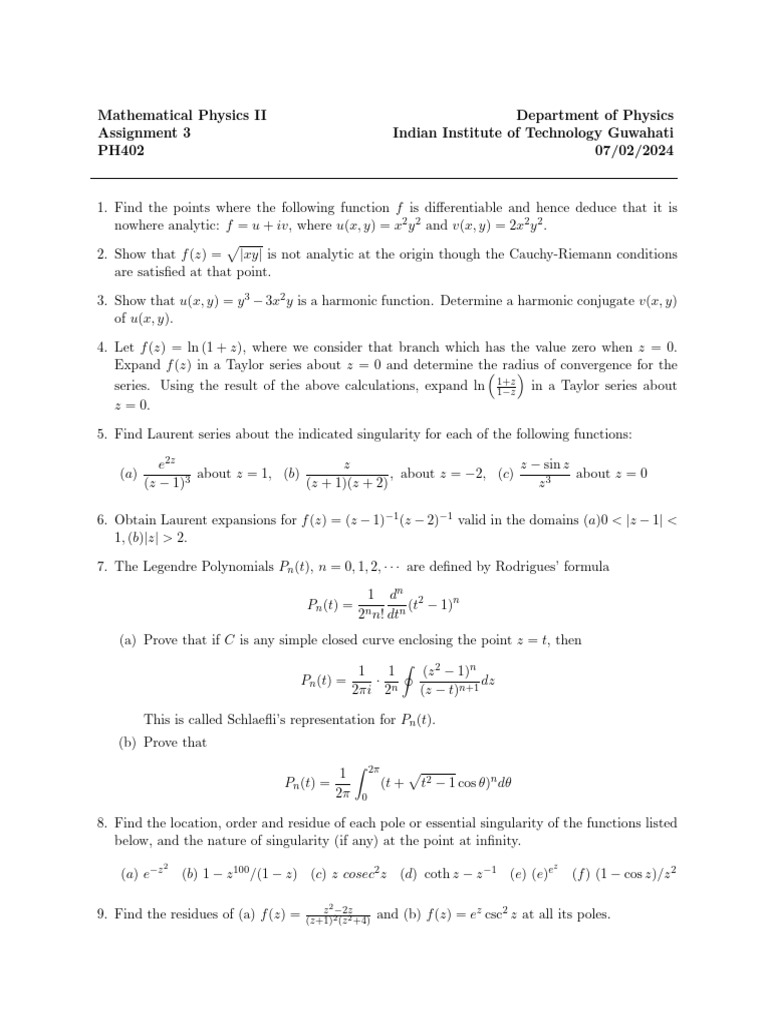 PH402_2024_T3 | PDF | Analytic Function | Function (Mathematics)