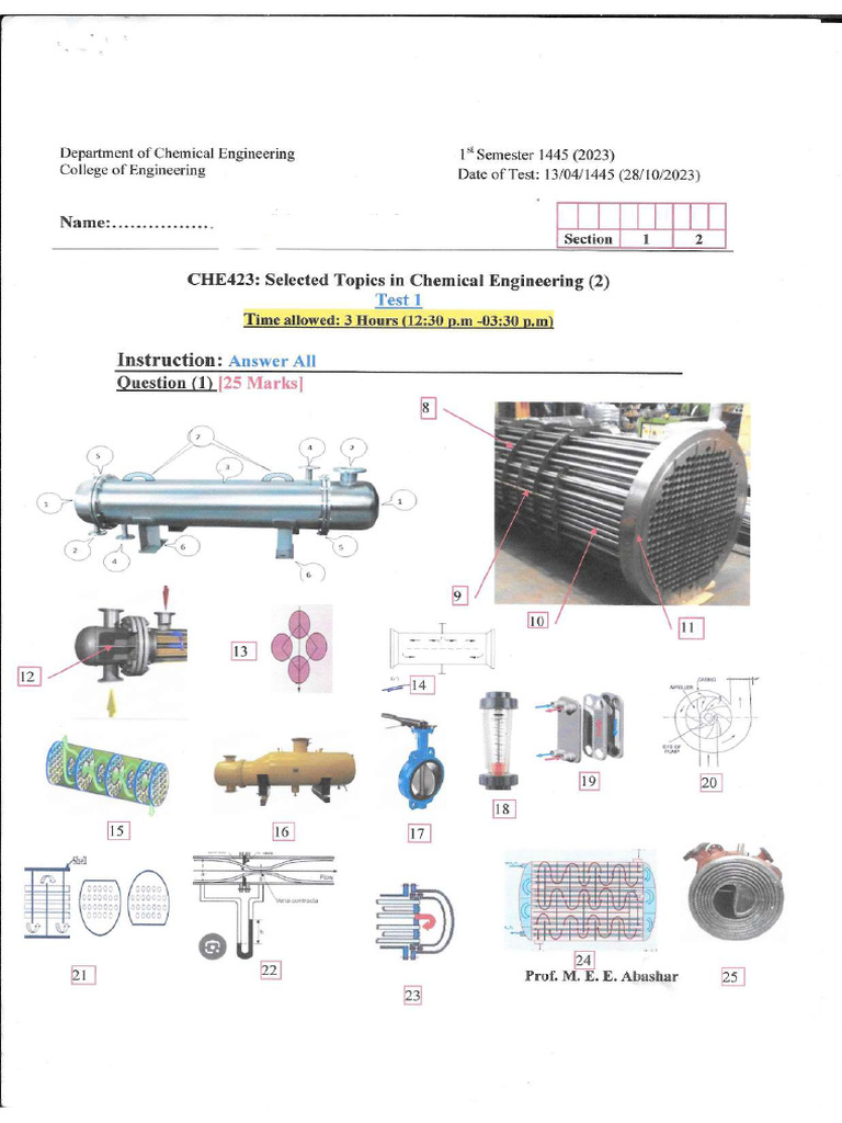 CHE423 Mid1 451 | PDF