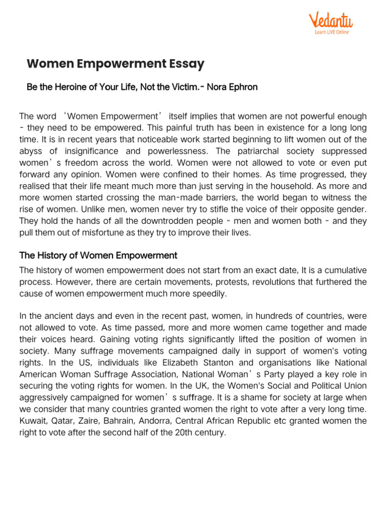 Women Empowerment Essay | PDF