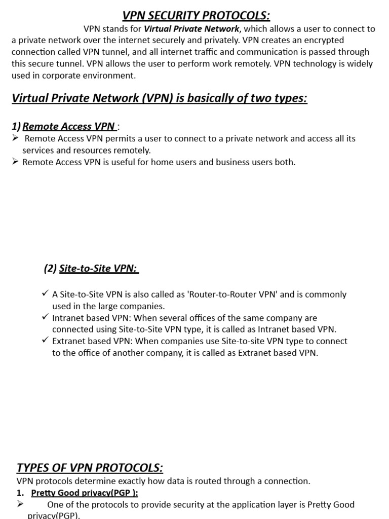 VPN Security Protocols | PDF | Transport Layer Security | Virtual Private Network