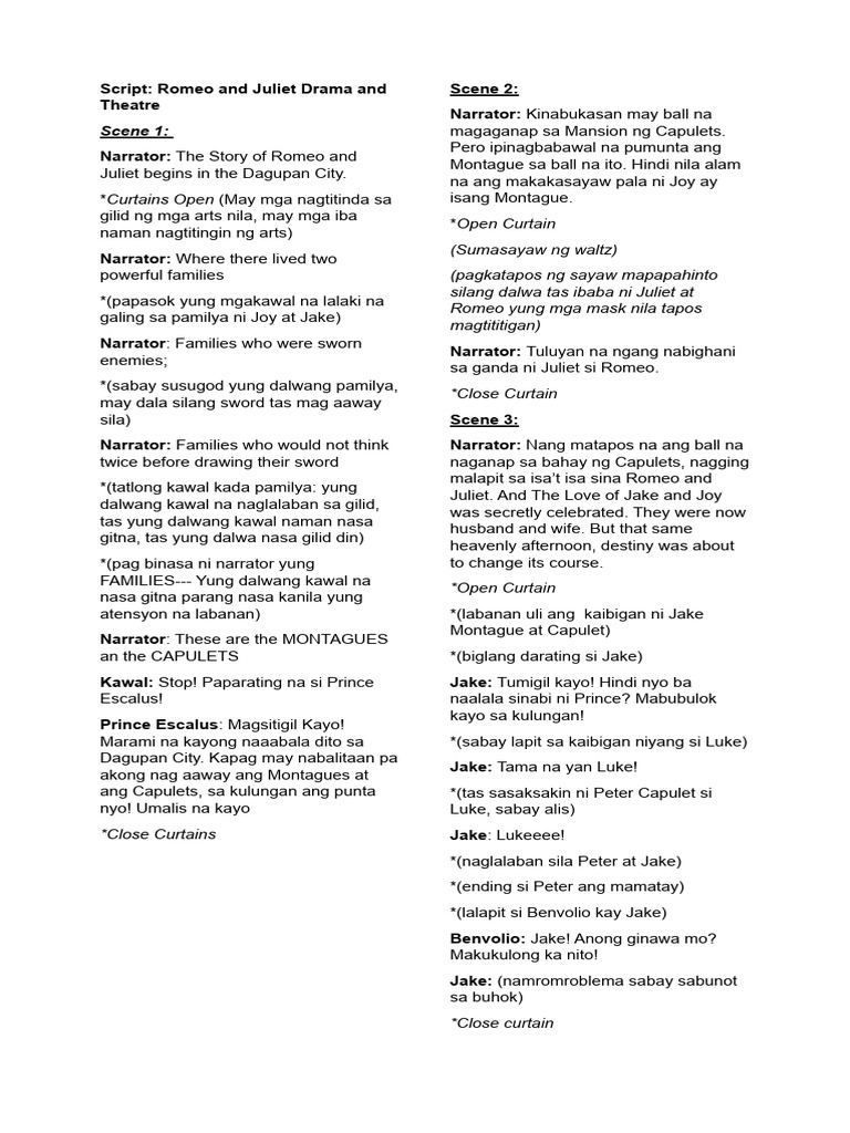 Script of Romeo and Juliet 1 | PDF
