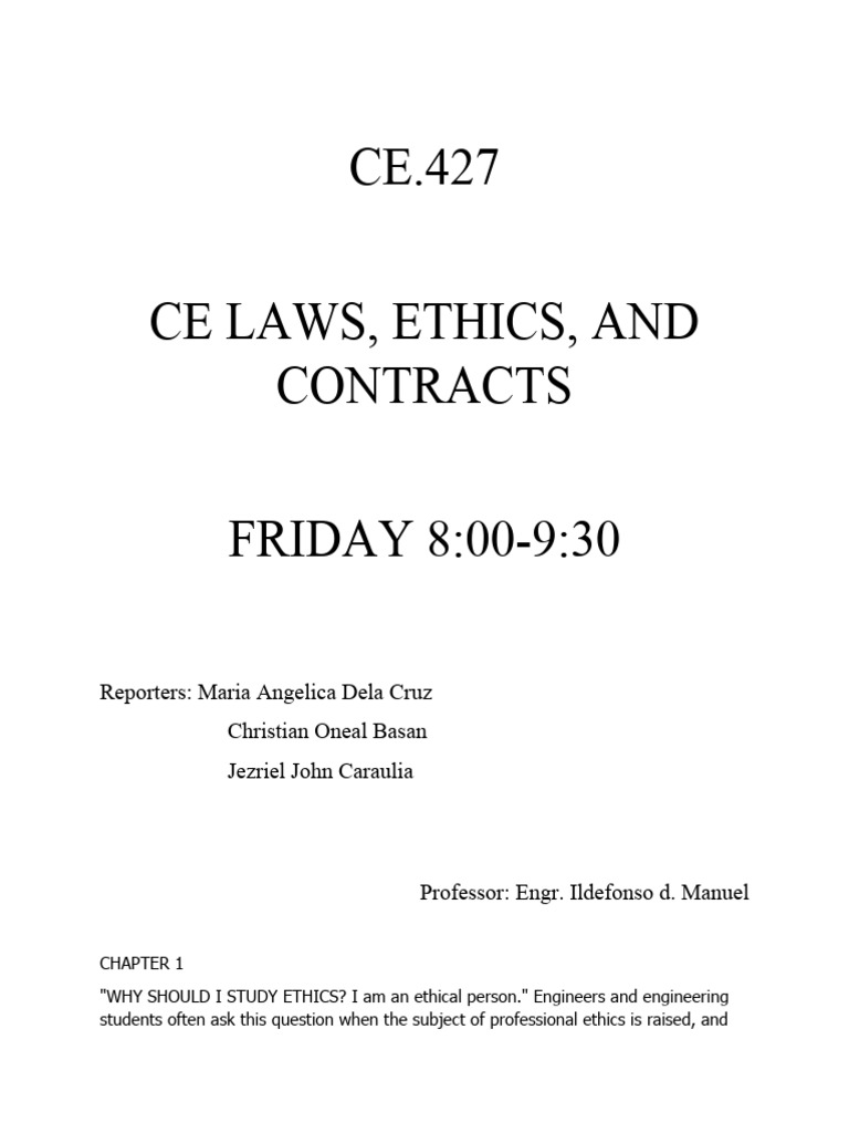 Ce Law G1 | PDF | Morality | Profession