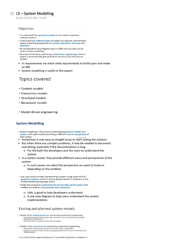 L5 – System Modelling | PDF | Use Case | System