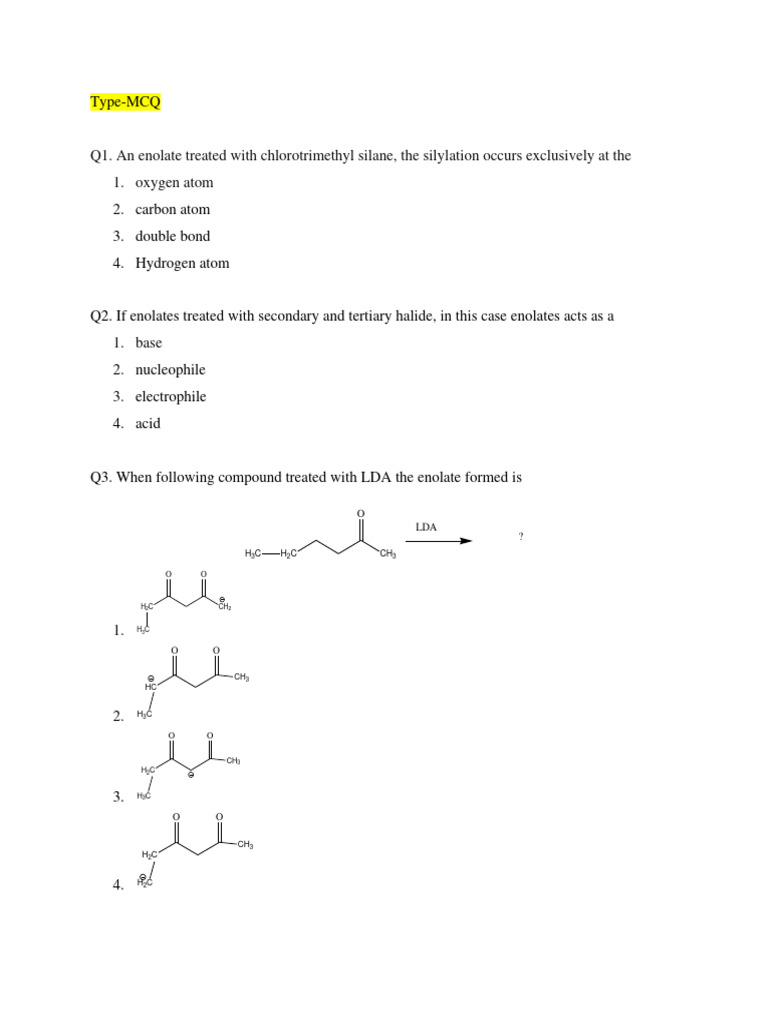 Sample MCQ Organic Chemistry Sem II PSCH203 Backlog | PDF | Chemical ...