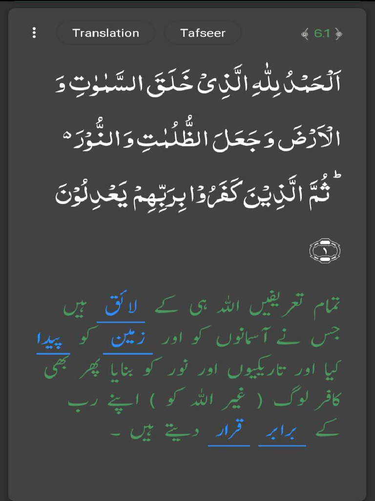 Surat Inaam Selective Aayaat | PDF