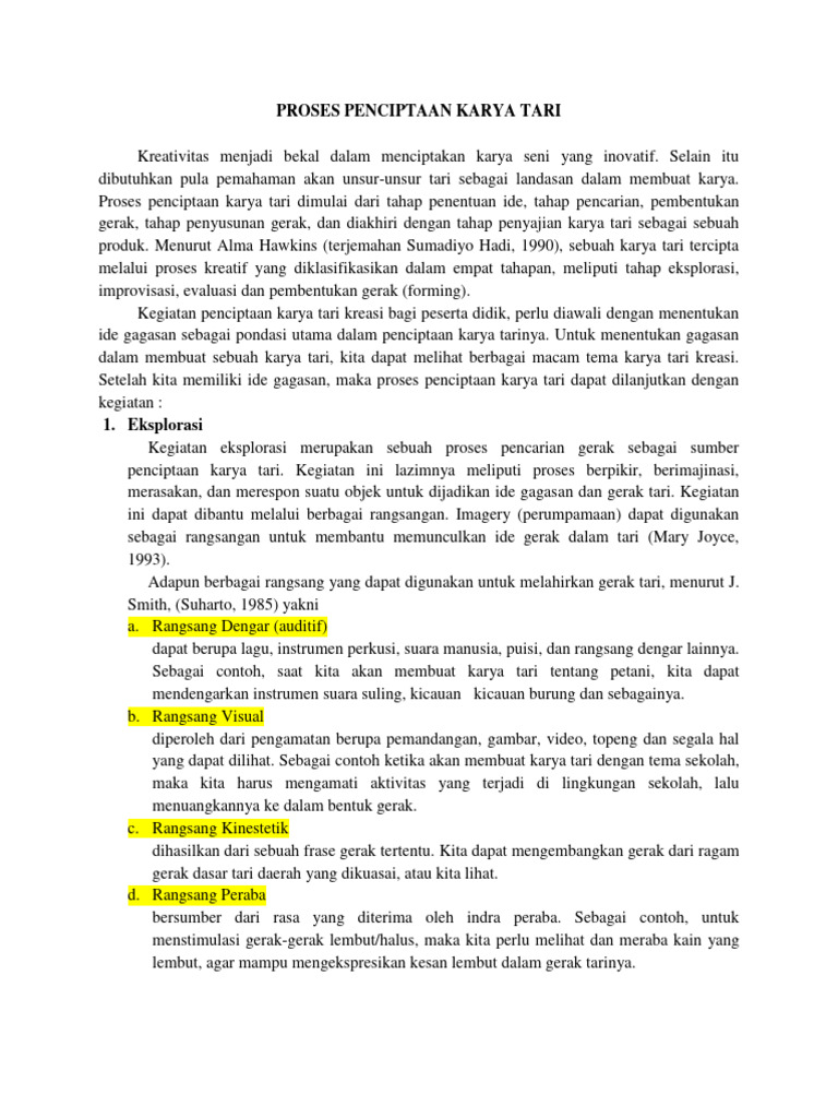 Proses Penciptaan Karya Tari | PDF