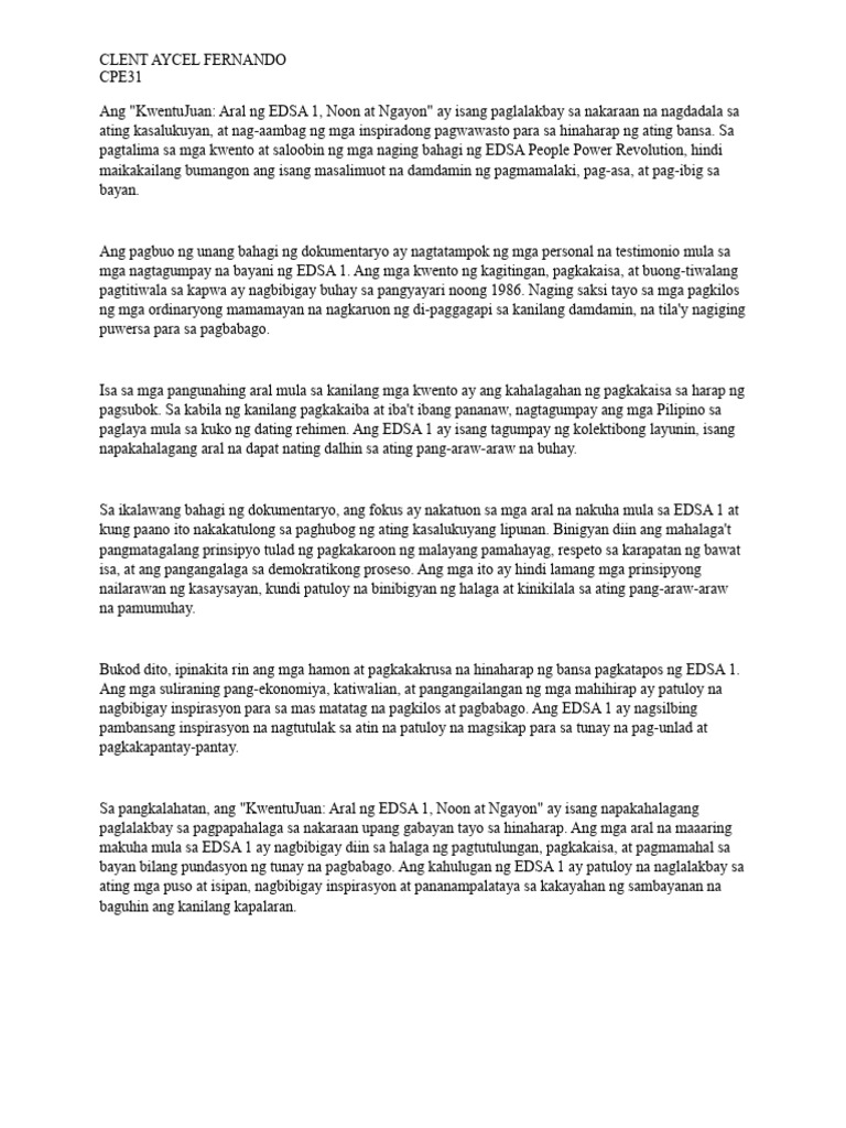 Edsa 1 | PDF