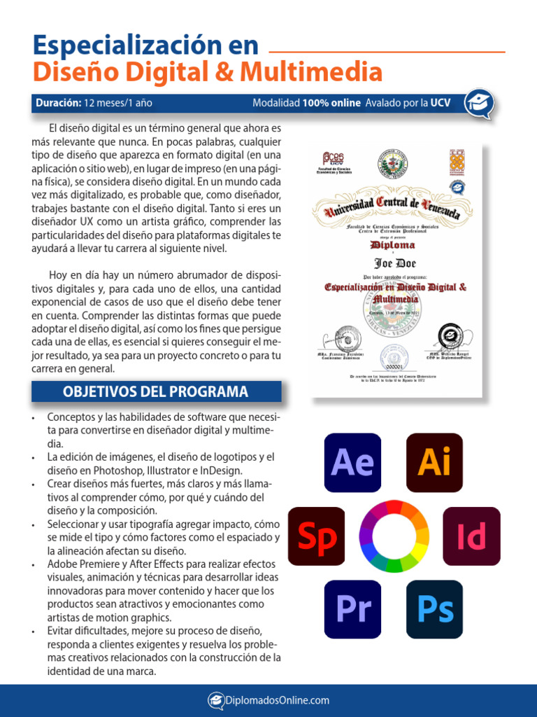 Brochure-Especializacion en Diseno-Digital - Multimedia | PDF | Diseño ...