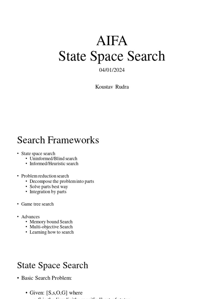 AIFA 2 State Space Introduction 040124 | PDF | Theoretical Computer ...