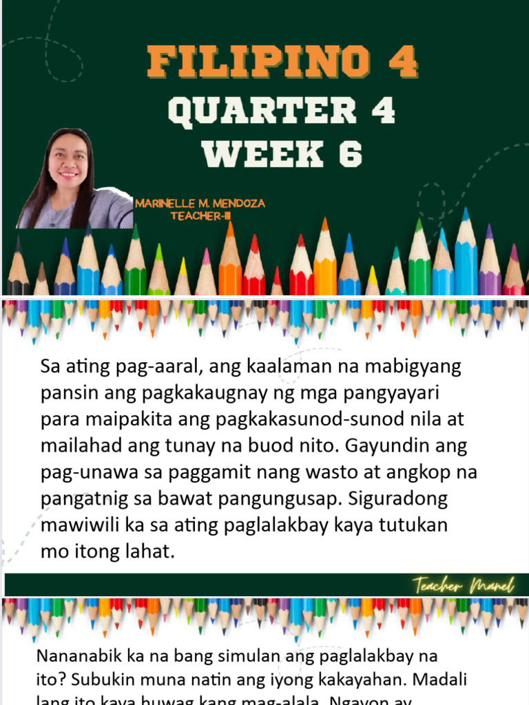 Filipino 4 Quarter 3 Week 6 | PDF