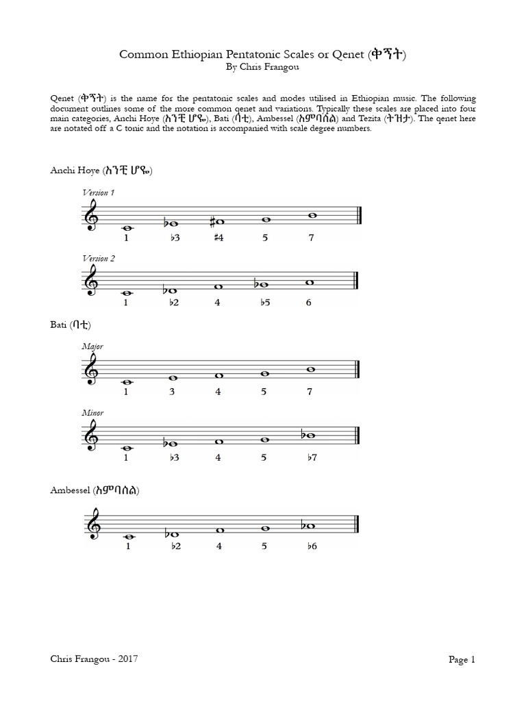 Common Ethiopian Pentatonic Scales | PDF