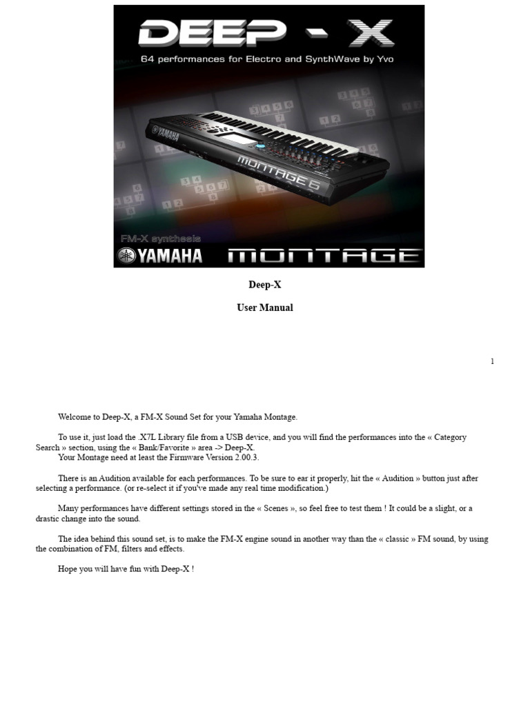 Deep-X Documentation (MONTAGE & MODX) | PDF | Synthesizer | Sound Technology