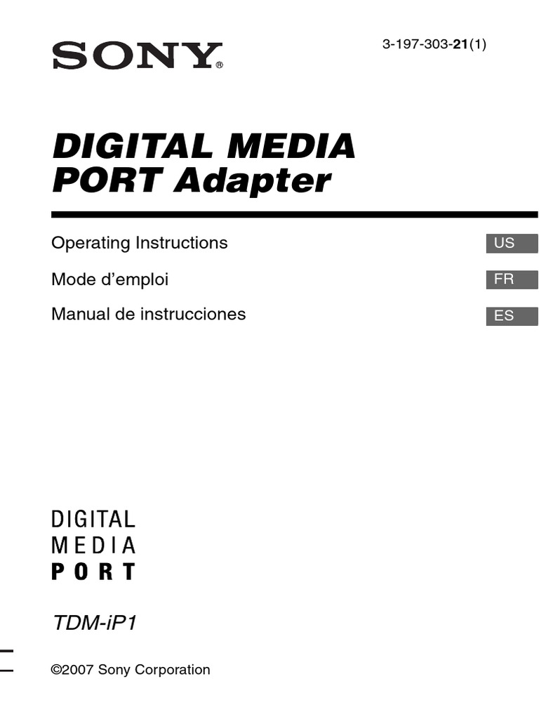 Digital Media PORT Adapter: Operating Instructions Mode D'emploi Manual ...