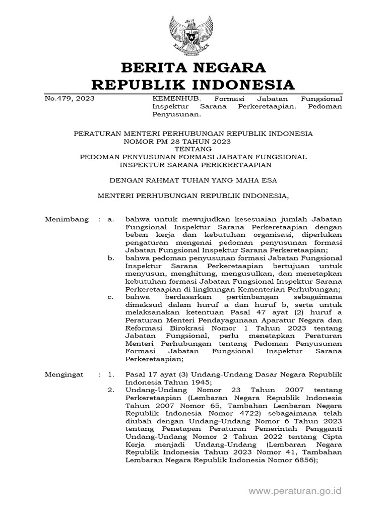 Permenhub No Pm+28 Tahun 2023 | PDF