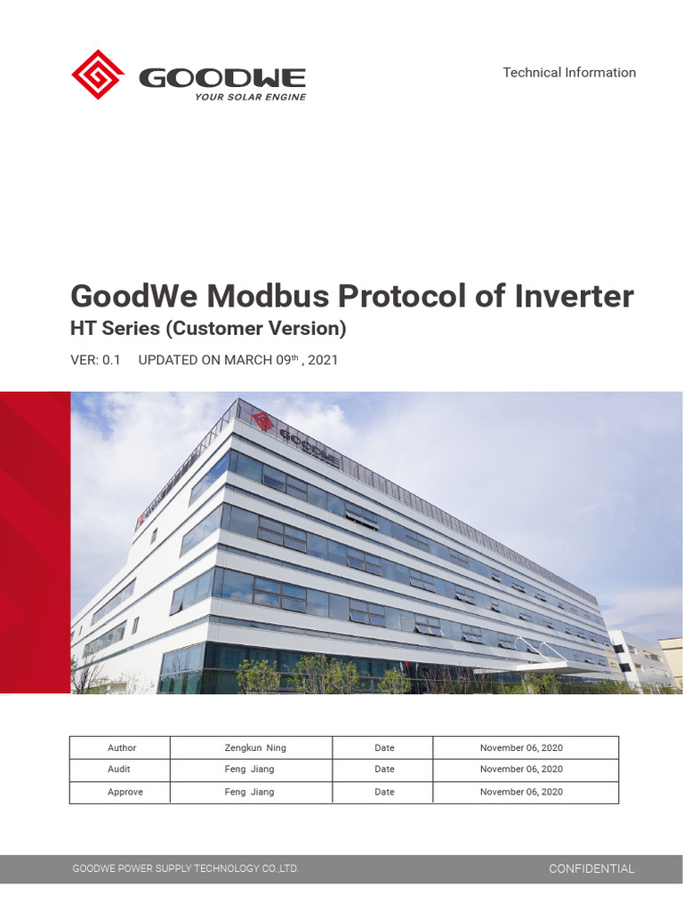 GoodWe Modbus Protocol of Inverter - HT - Series 100-250kW V0.11 | PDF | Internet Protocols ...