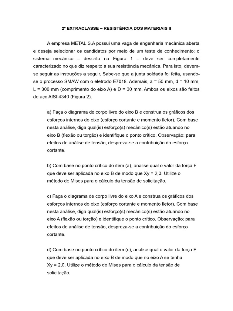 Extraclasse II - Resmat II | PDF | Estresse (Mecânica) | Flexão (Física)