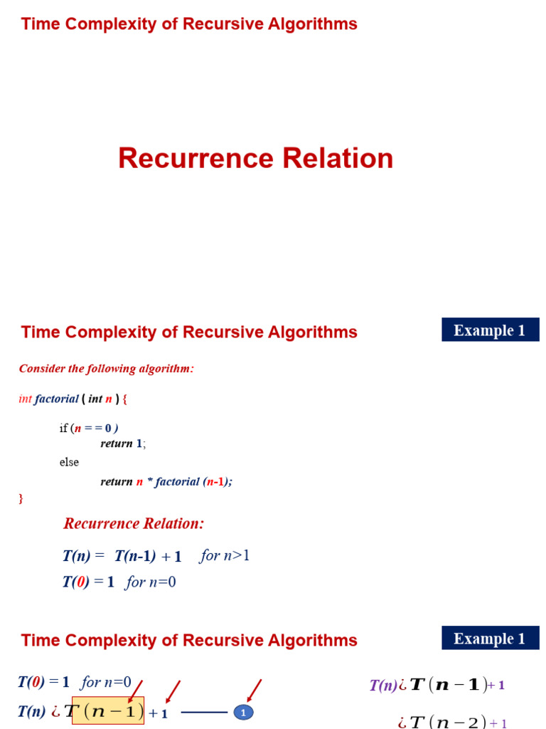 Recurrence Relation - (Decreasing Functions) | PDF | Time Complexity | Recursion
