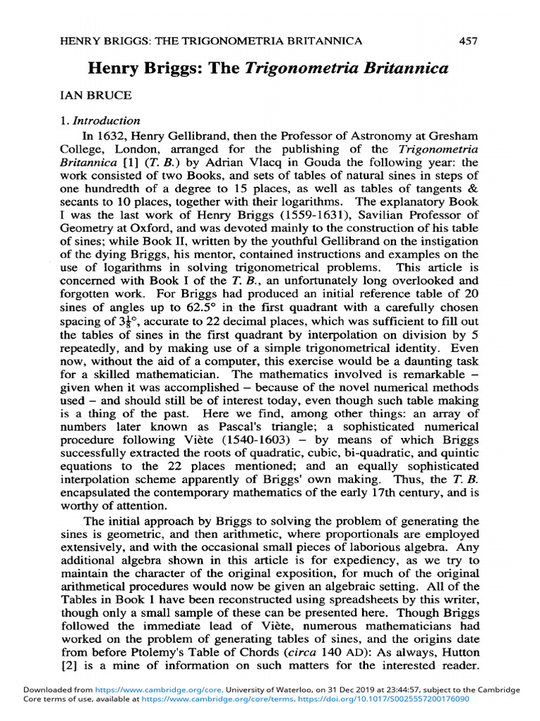 Henry Briggs: The Trigonometria Britannica: Britannica (1) (7 . B.) by ...