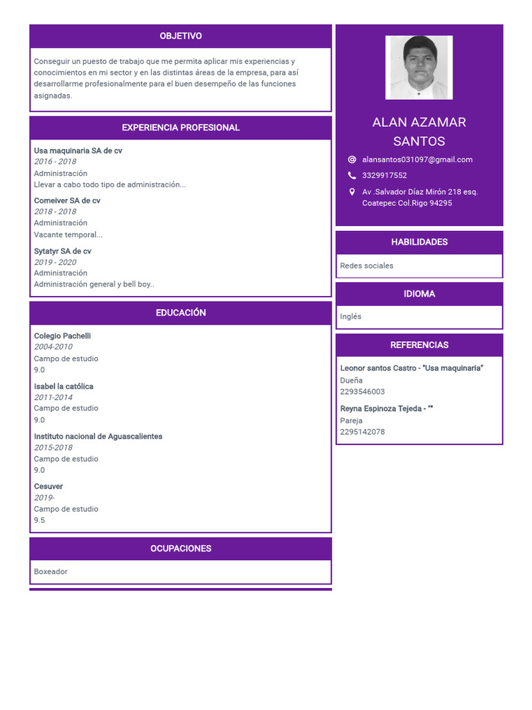 Currículum de Alan Azamar Santos | PDF