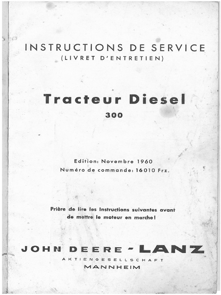 John Deere Lanz 300 Instruction | PDF