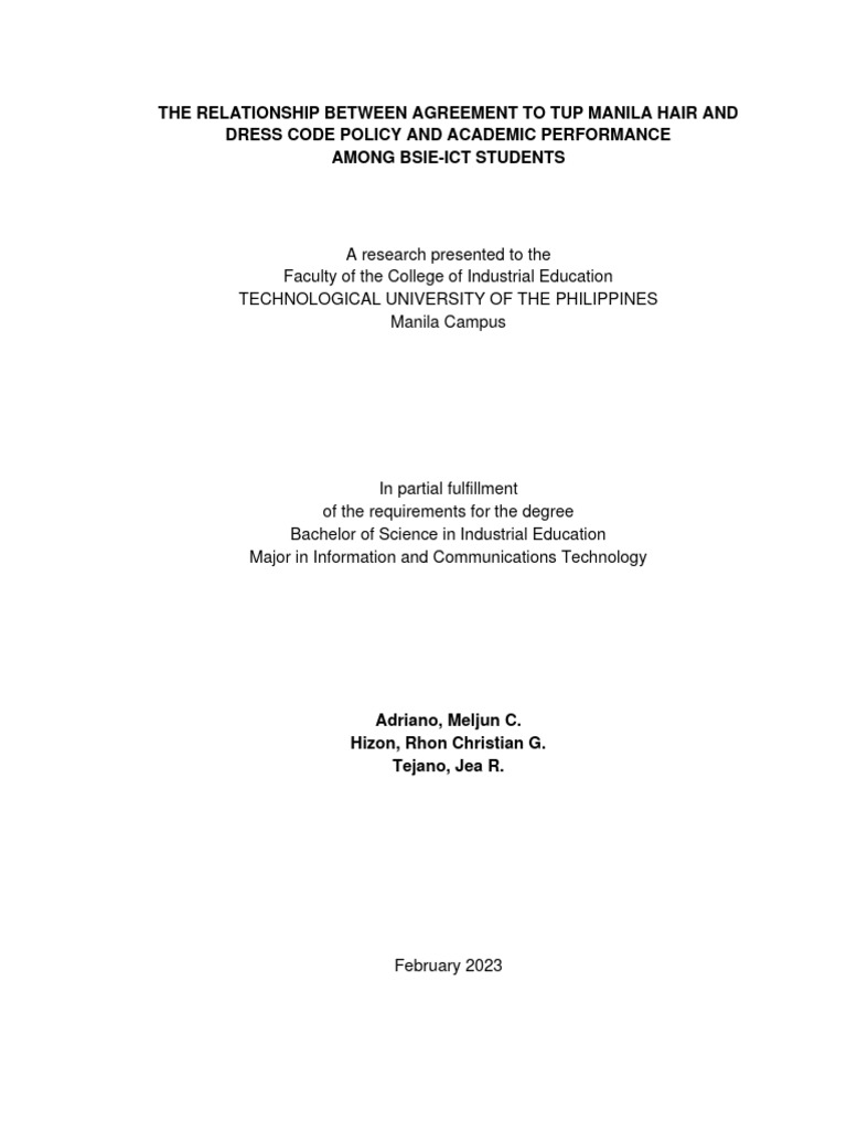 TUP Manila Dress Code and Academic Impact | PDF | Survey Methodology ...