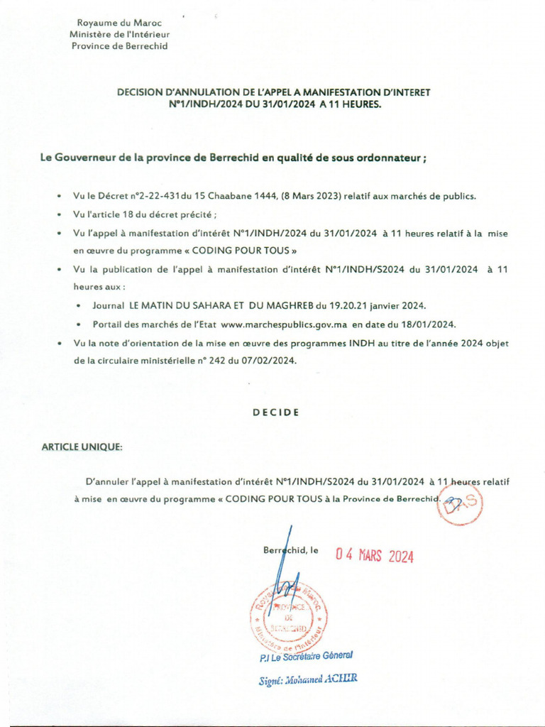 Appel À Manifestation 01 INDH 2024 | PDF