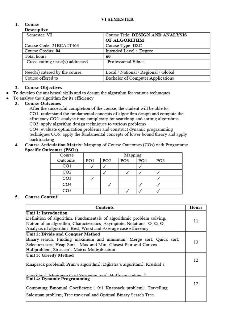 21BCA2T463 | PDF | Algorithms | Computer Science