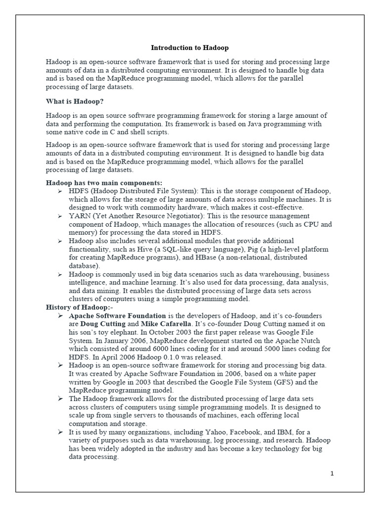 Introduction To Hadoop | Download Free PDF | Apache Hadoop | Map Reduce