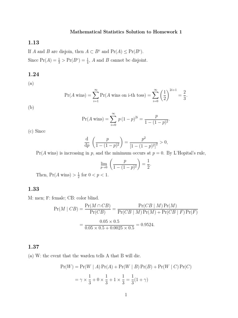 Hw1-Solution | PDF | Mathematical Concepts