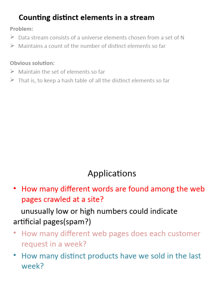 Counting Distinct Elements in A Stream | PDF | Teaching Methods & Materials | Computers