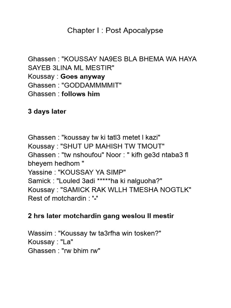 Chapter I Post Apocalypse | PDF