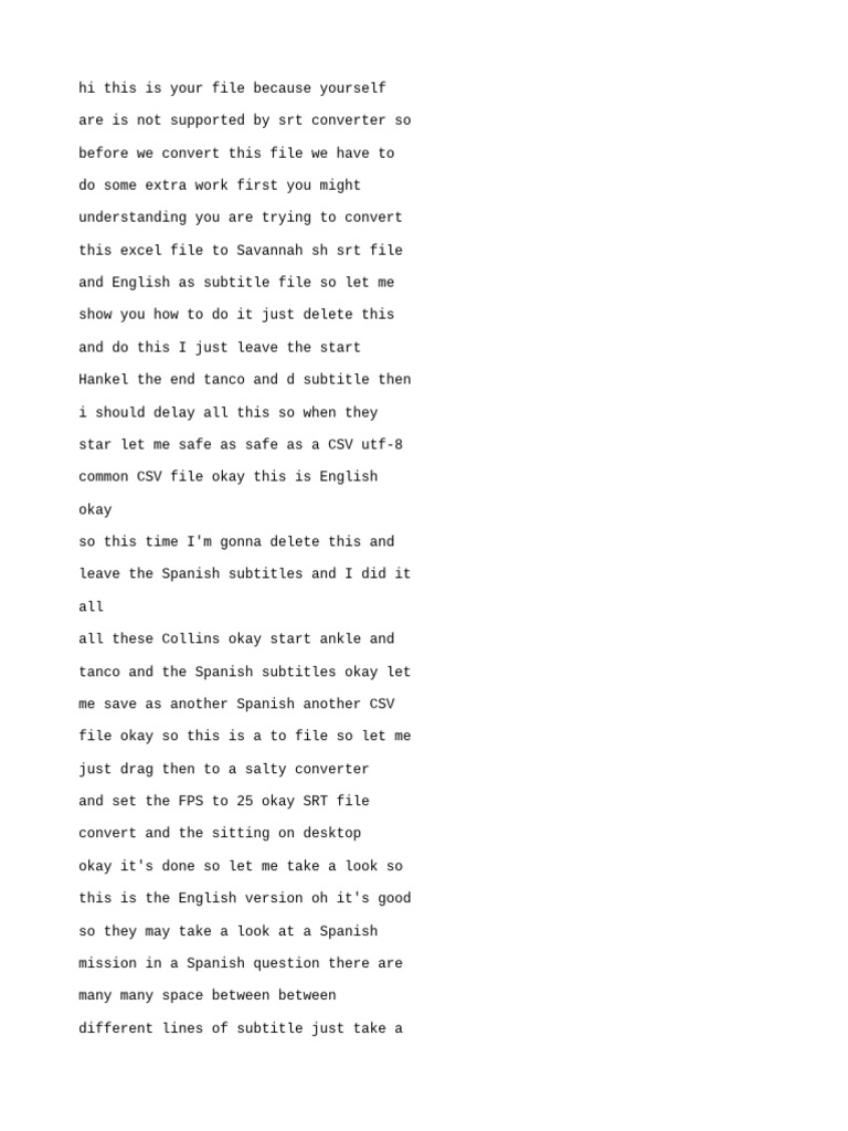(English (Auto-Generated) ) How To Convert Subtitles in Excel File To ...