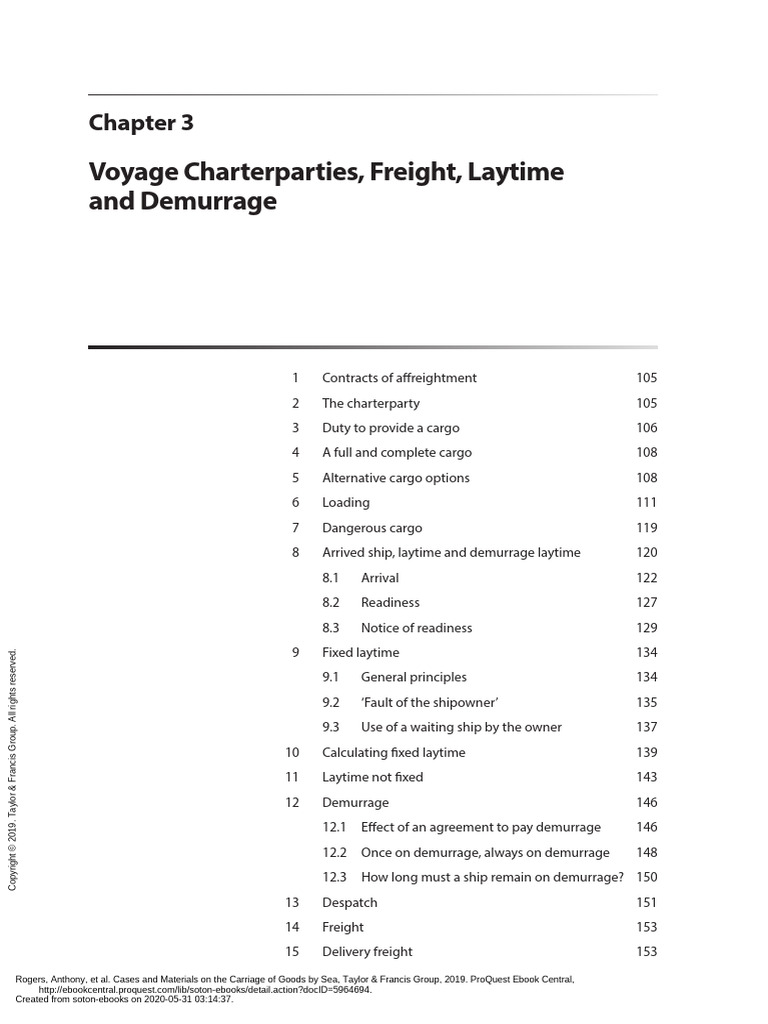 Cases and Materials 5th Ed. - Ch.3 Voyage - Charterparties - Freight ...