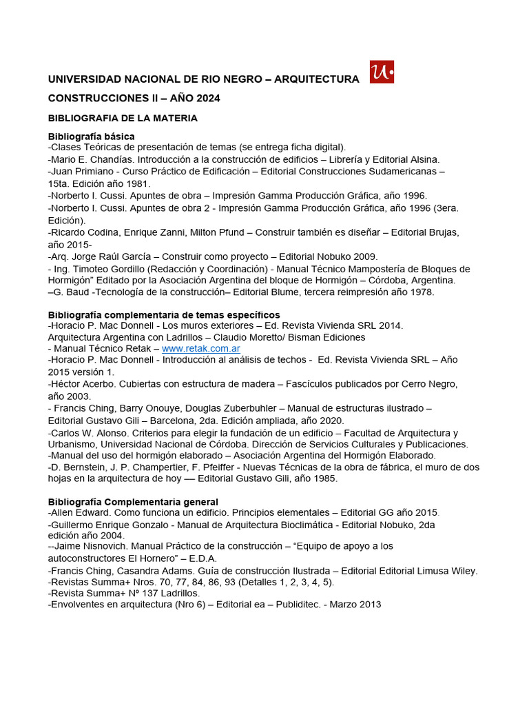 Bibliografía C2 - 2024 | PDF | Publicación | Diseño arquitectonico