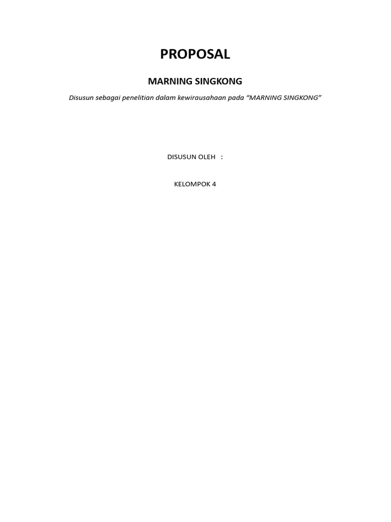 Proposal Marning Singkong | PDF