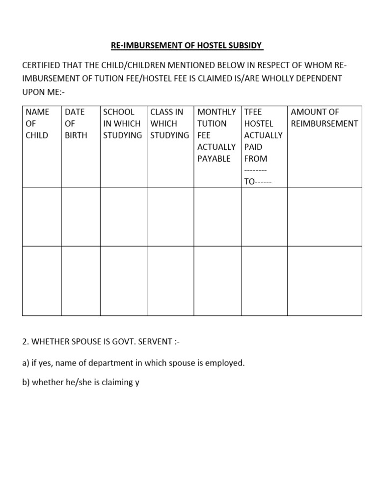 Hostel Subsidy | PDF | Payments