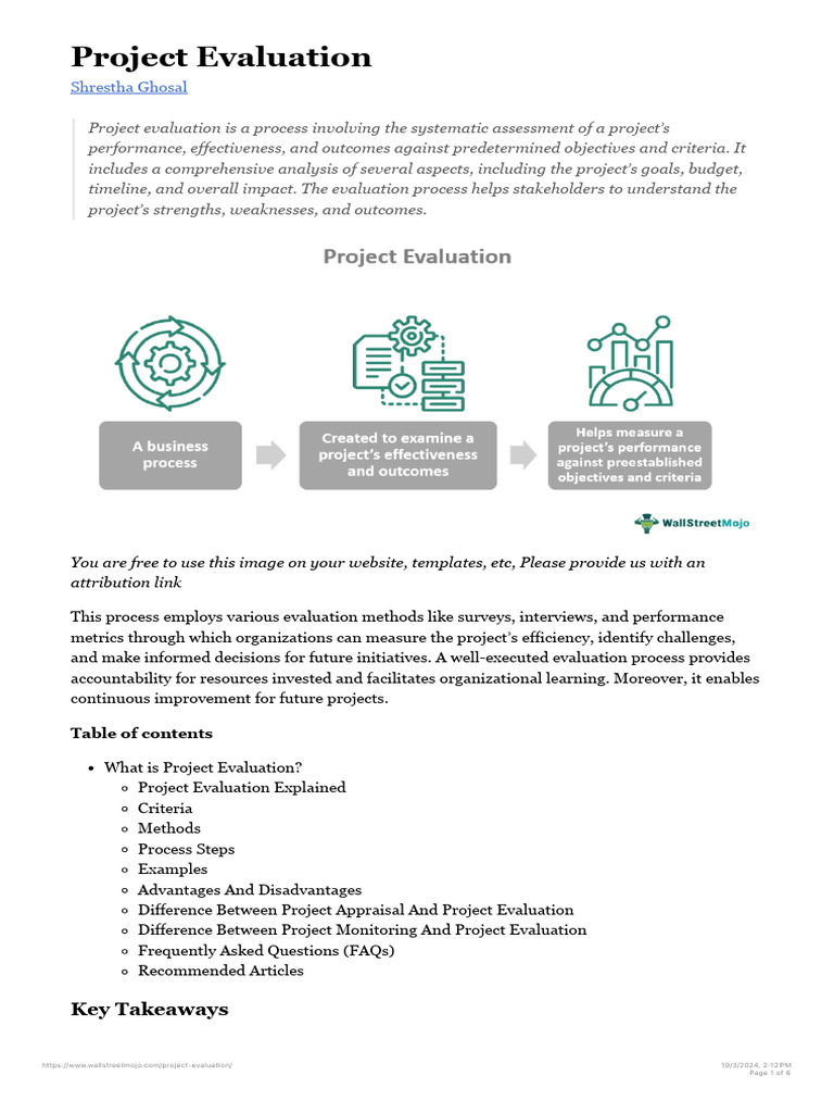 Project Evaluation - What It Is, Methods, Example, Criteria, Process ...