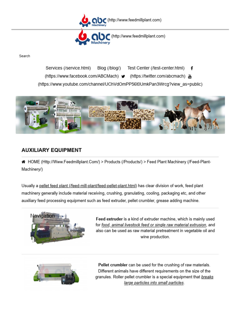 Auxiliary Equipment in Animal Feed Manufacturing Process | PDF | Extrusion