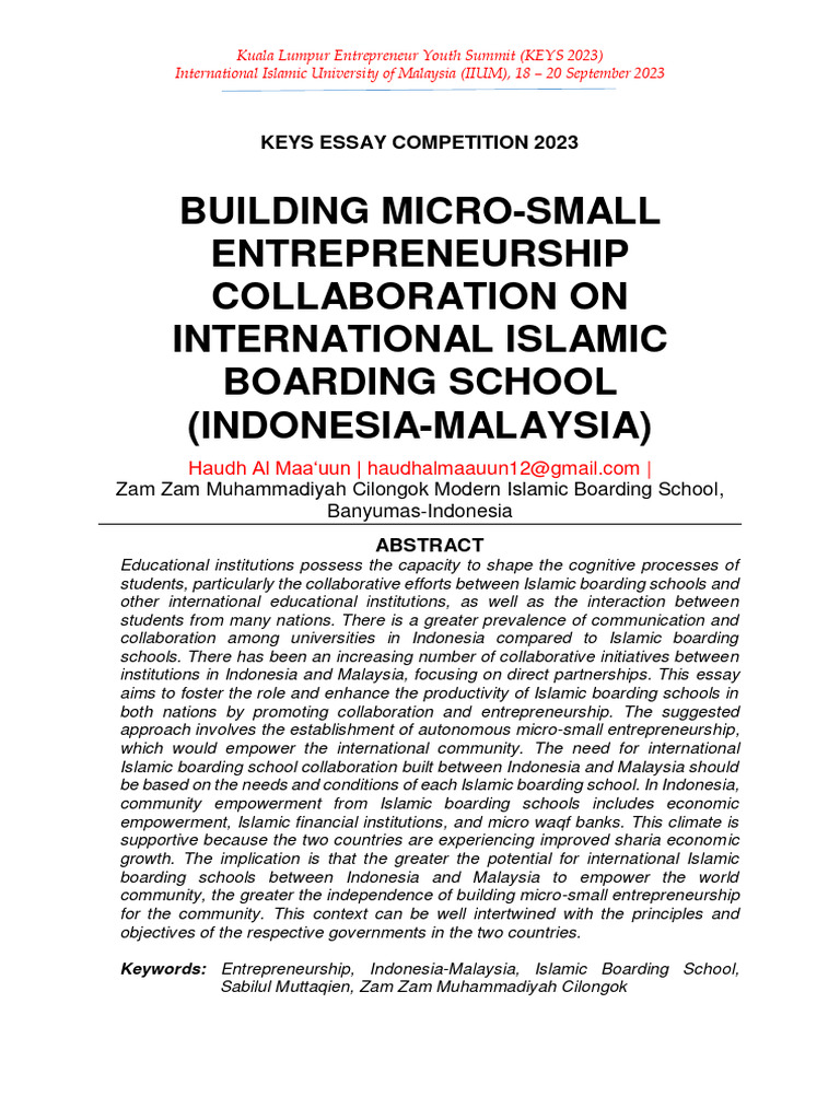 (Haudh Al Maa'uun Keys2023) Building Micro-Small Entrepreneurship ...