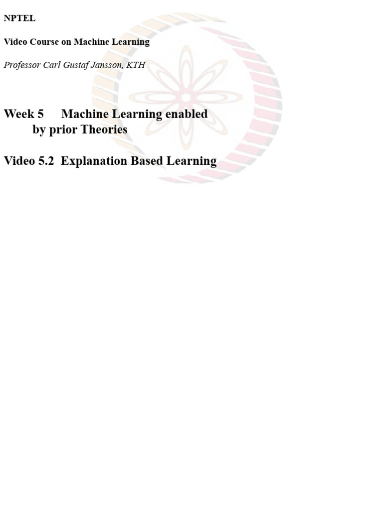 Explanation-Based Learning in ML | PDF | Theory | Learning