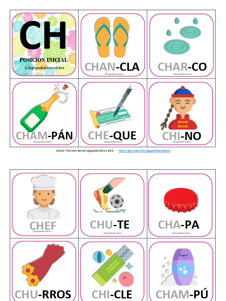 Palabras y dibujos con la letra ch | PDF