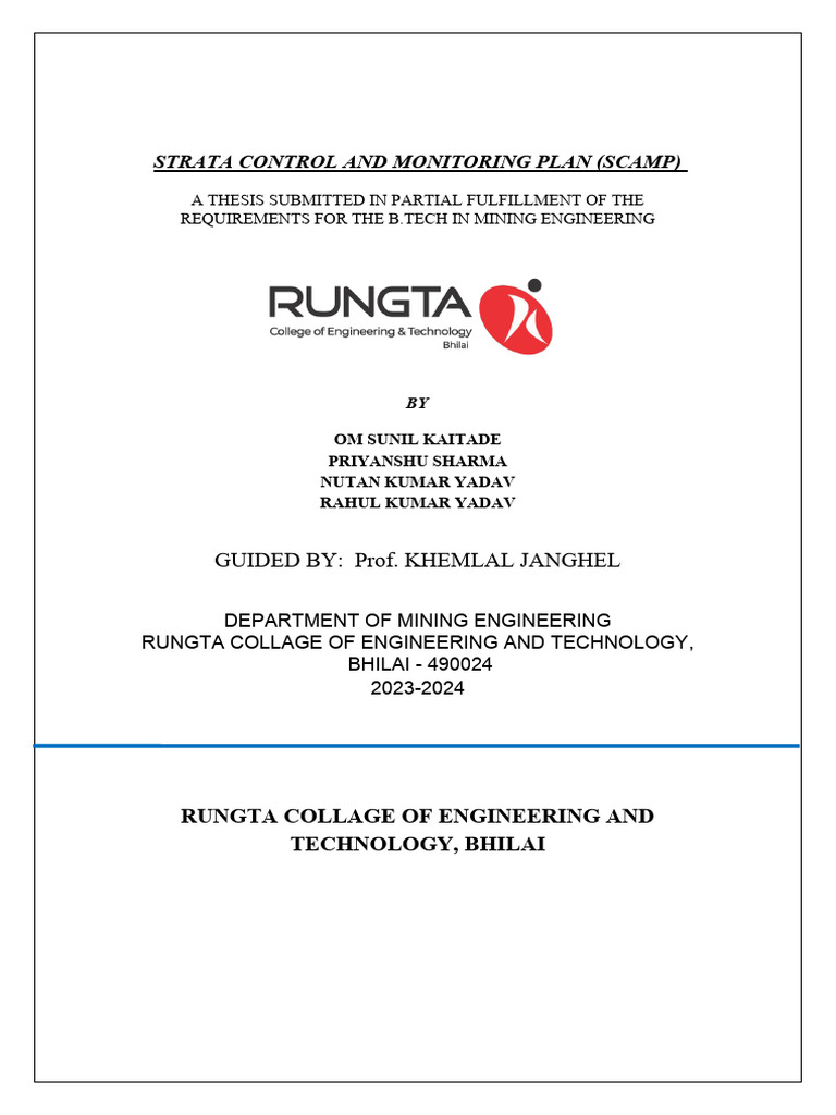 Strata Control and Monitoring Plan | PDF