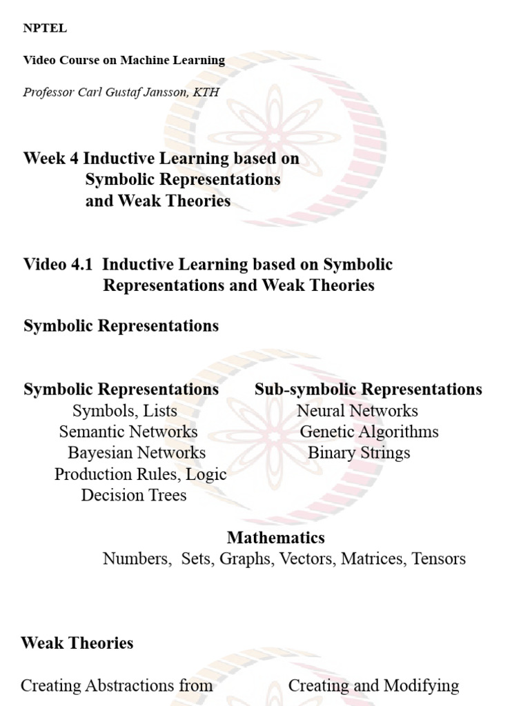 4 1 Inductive Learning Based On Symbolic Representations And Week Theories Pdf