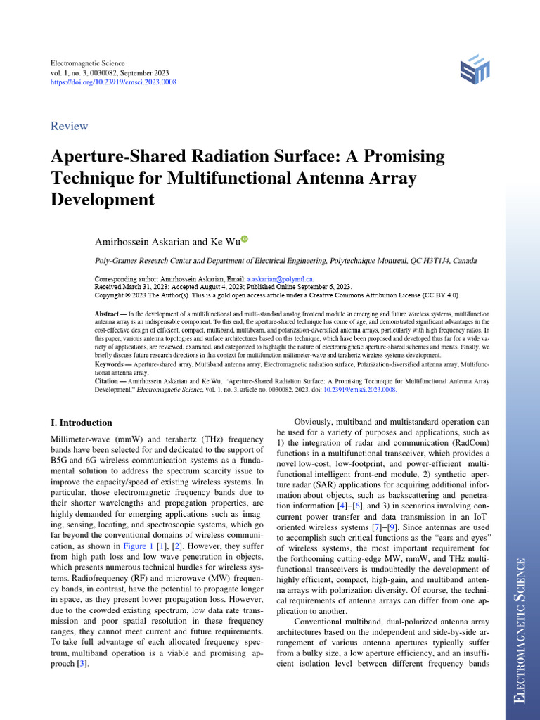 Aperture-Shared Radiation Surface A Promising Technique For Multifunctional Antenna Array ...
