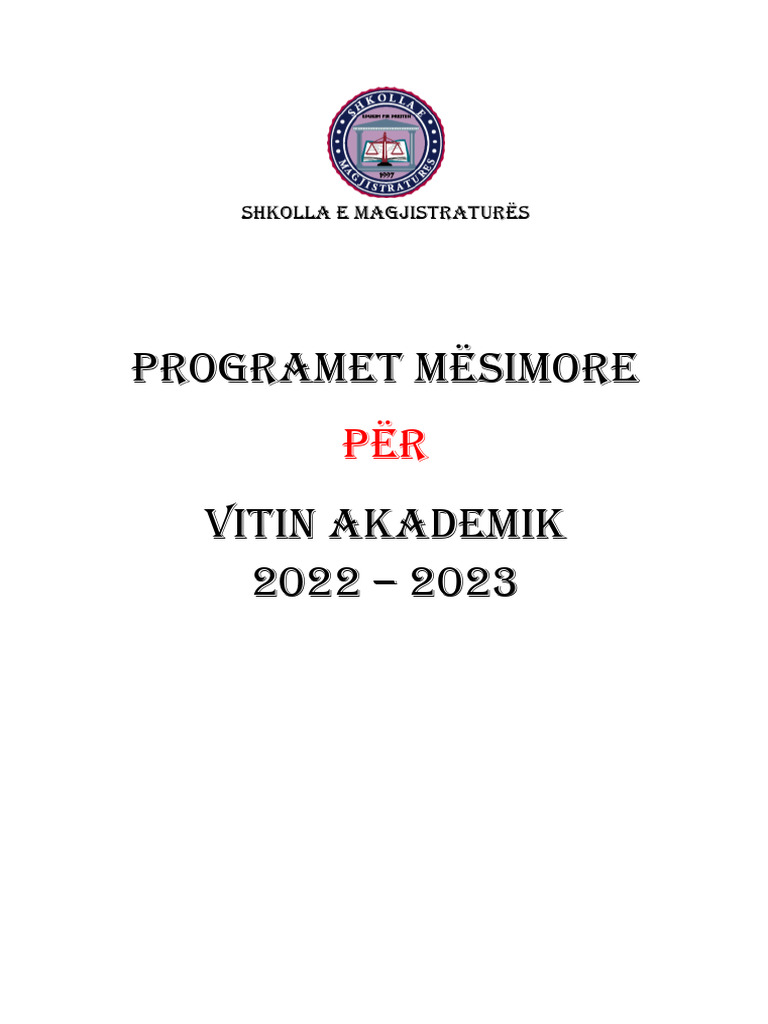 Programi Mesimor Per Vitin e Pare 22-23-60600f9a3f | PDF