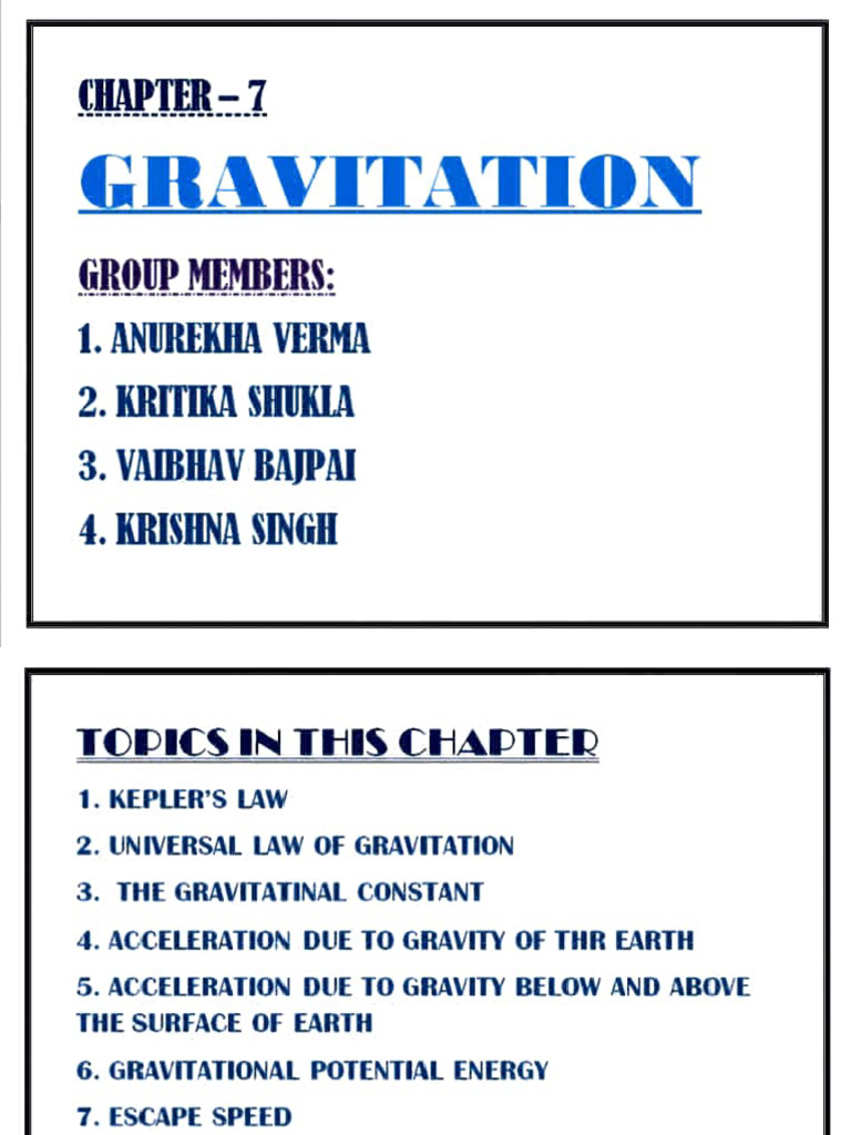 Gravitation ch7 | PDF